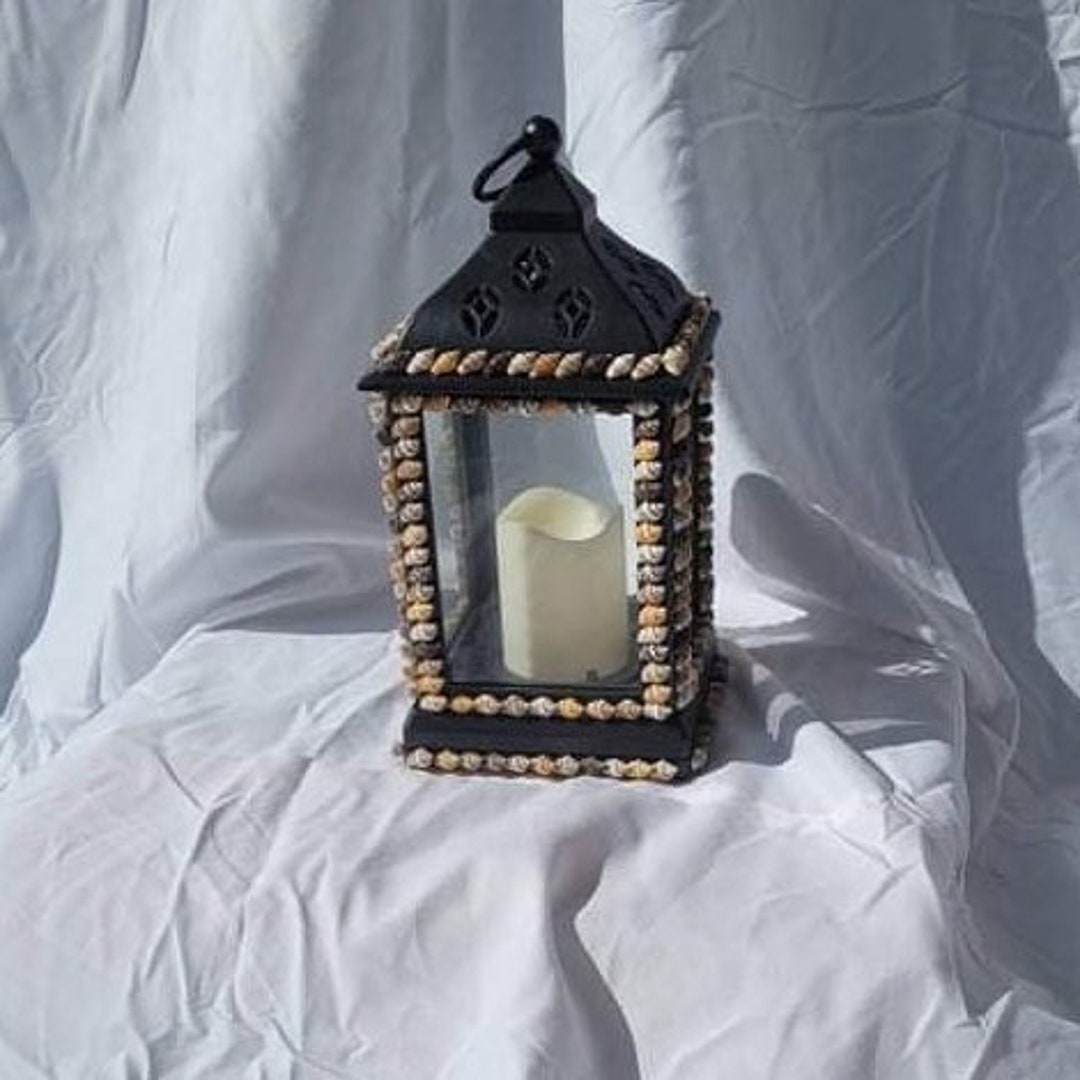Lantern Tealight Seashells, Battery Flameless Timer, Beach Decor, Ocean ...