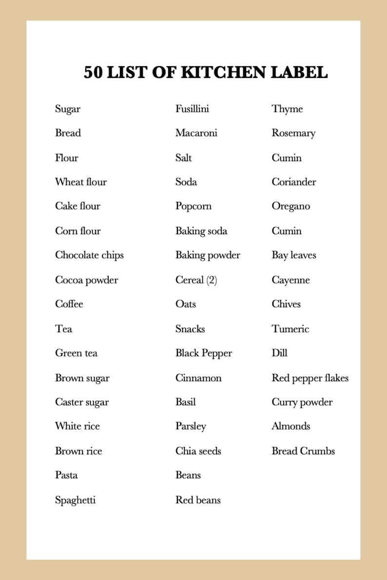 50 Kitchen Label Template , Modern Minimalist Spice Jar Label , Spice ...