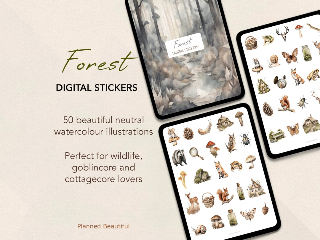 Forest Digital Stickers, Goblincore Goodnotes Digital Sticker Pack ...