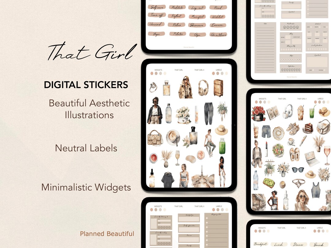 That Girl Aesthetic Digital Planner Stickers, Luxury Lifestyle Digital ...