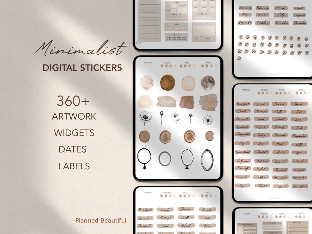 Neutral and Minimalist Digital Stickers (goodnotes Sticker Book & PNG ...