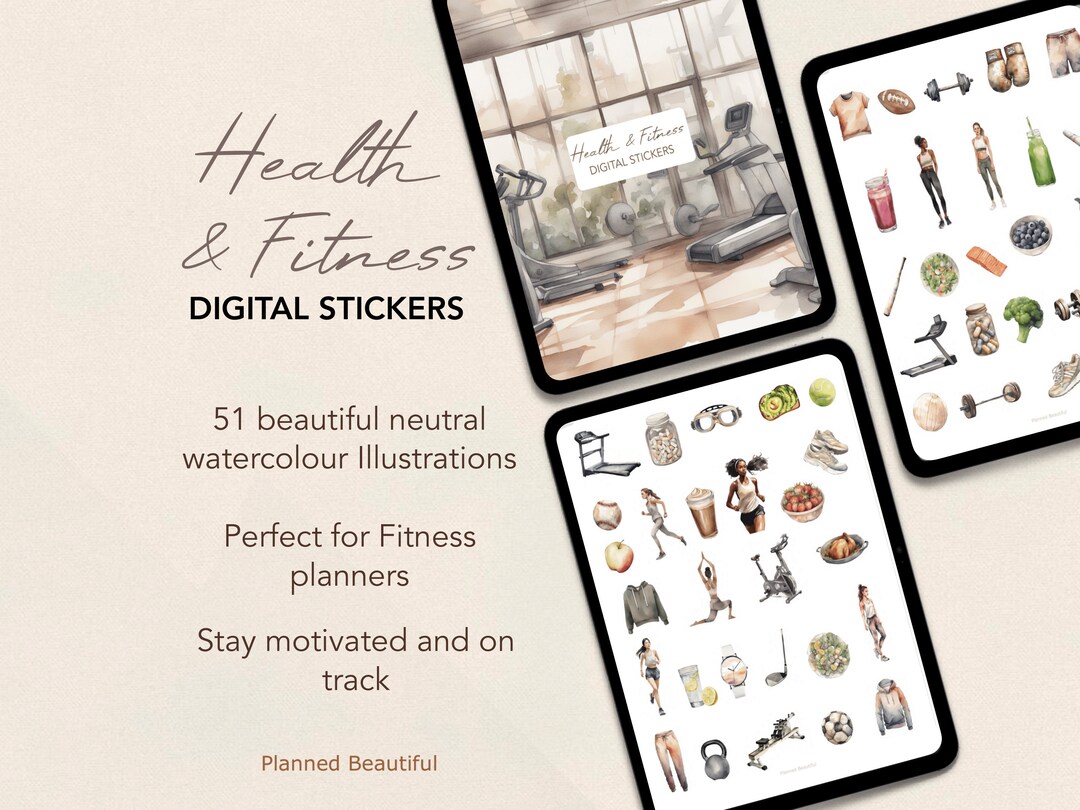 Fitness Digital Stickers Pack, Workout Digital Stickers Bundle, Gym ...