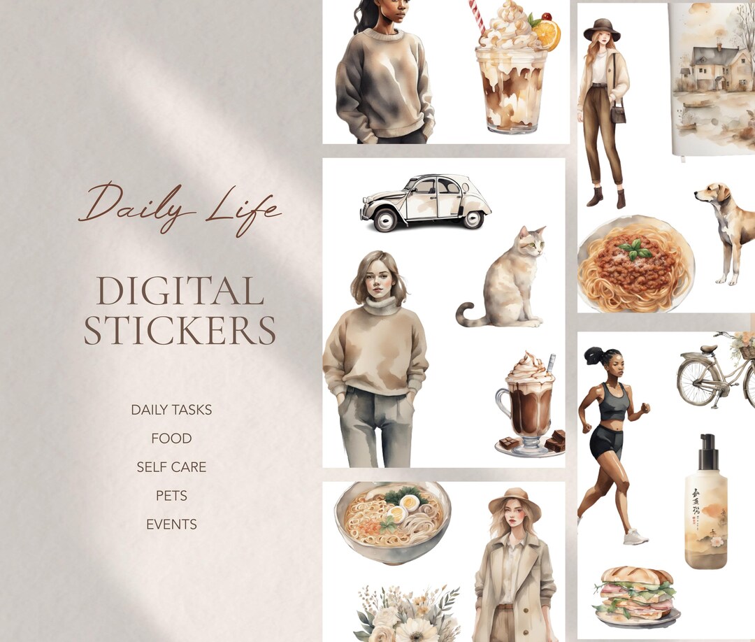Neutral Aesthetic Digital Stickers, Everyday Digital Stickers ...