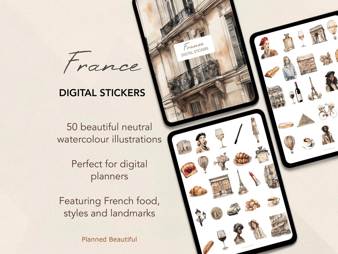 France Digital Stickers, Paris Digital Sticker Pack, French Neutral ...