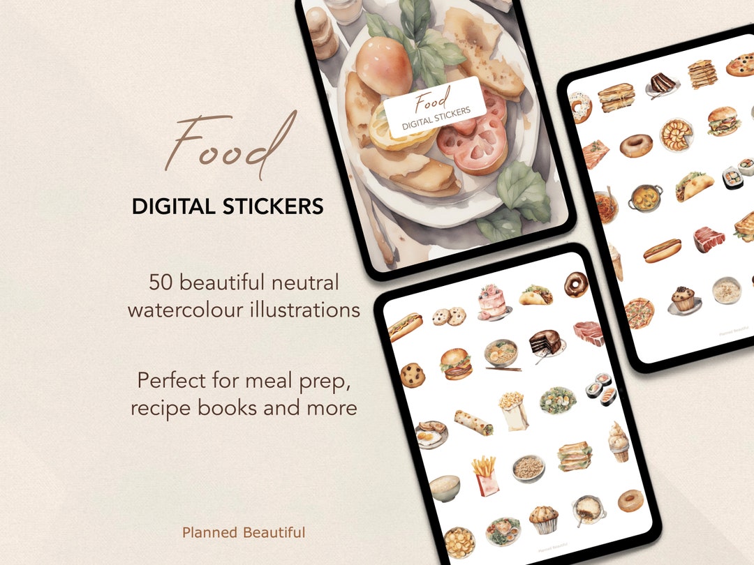 Food Digital Stickers, Food Diary Goodnotes Digital Sticker Pack ...