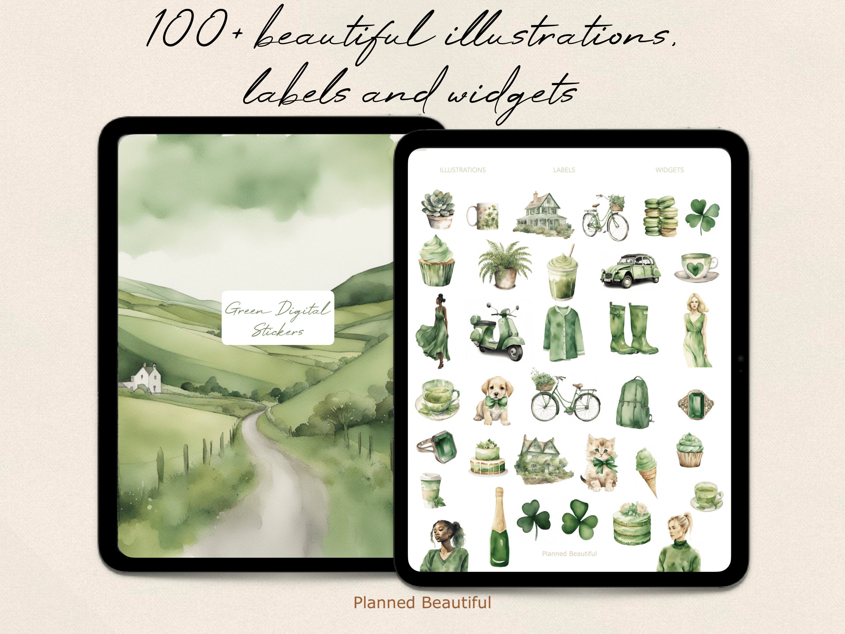 Green Digital Stickers, St Patrick Digital Stickers, Goodnotes Stickers ...