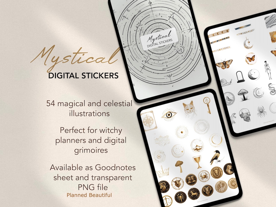 Mystical Sticker Book, Witchy Planner Stickers, Goodnotes (digital ...