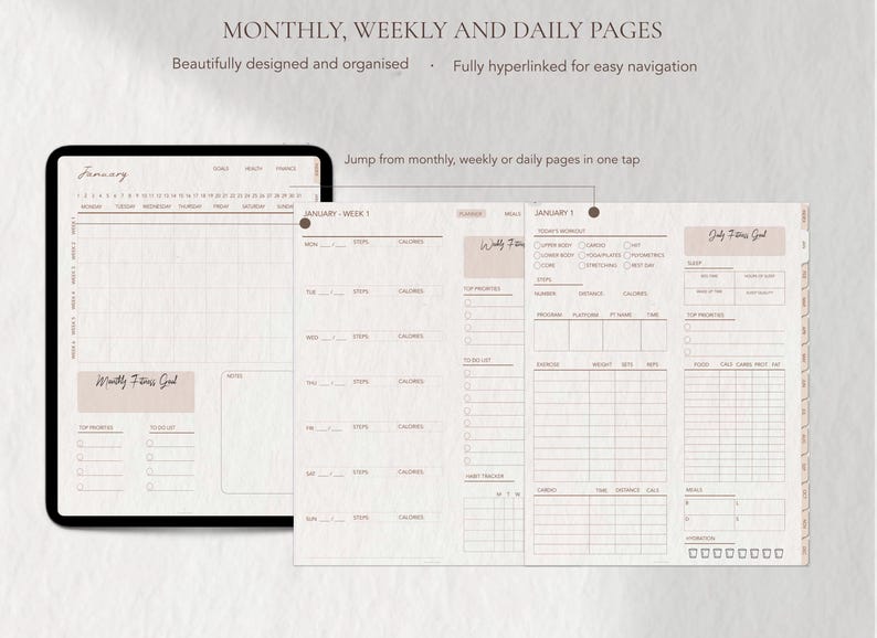 Digital Fitness Planner for Goodnotes, Workout Planner Template Ipad ...
