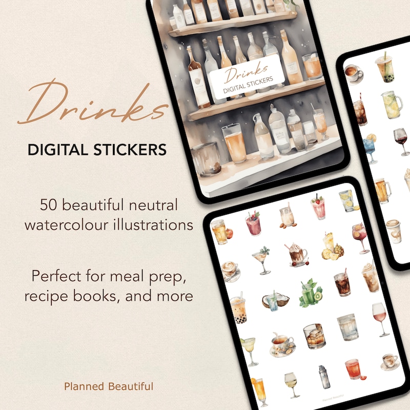 Cocktail Stickers Digital - Etsy
