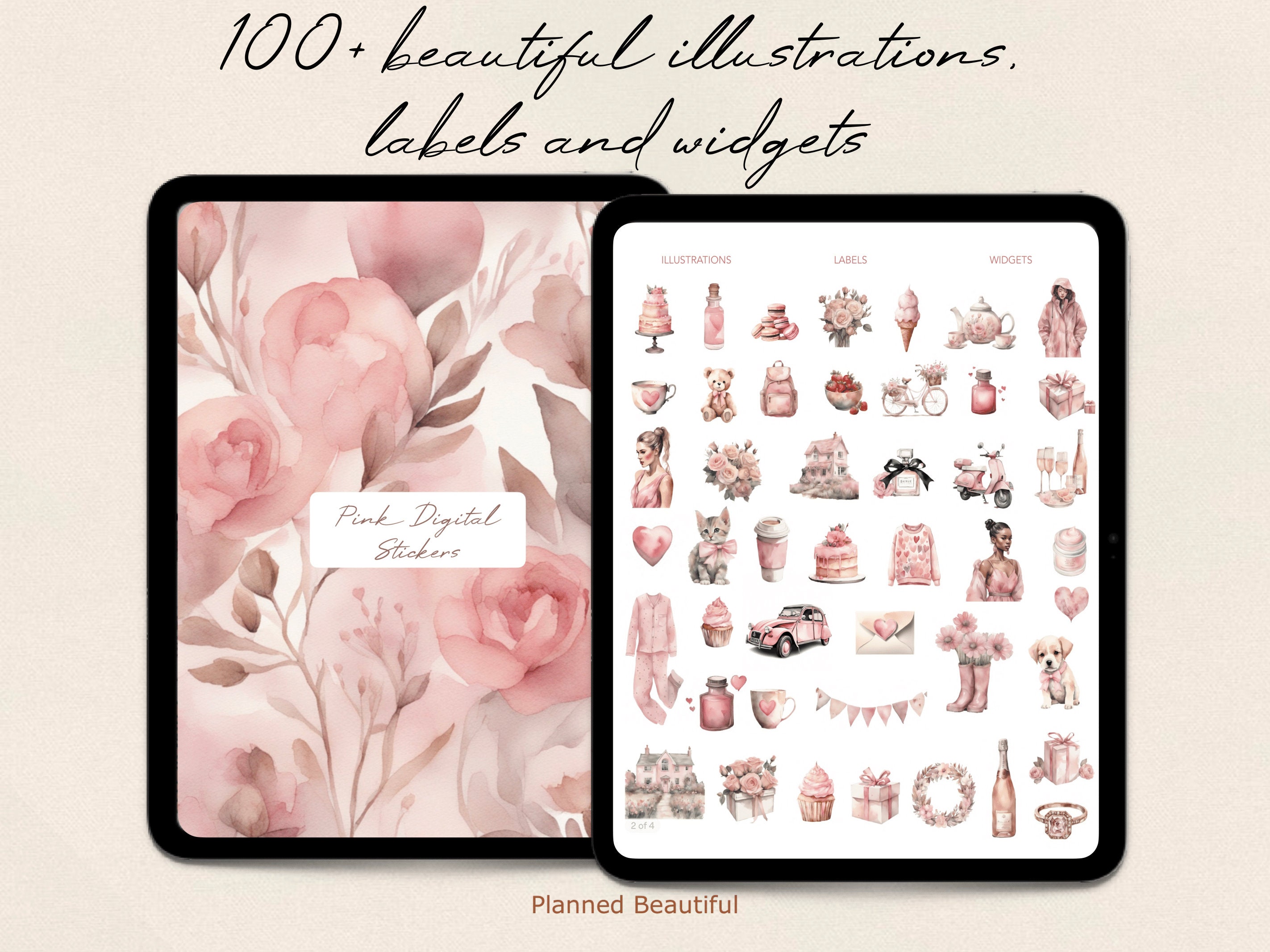 Pink Digital Stickers, Valentine Digital Stickers, Goodnotes Stickers ...