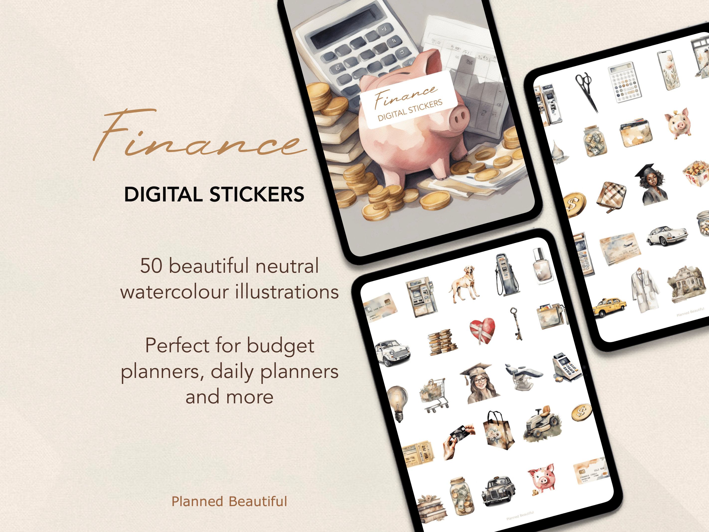 Finance Digital Stickers, Aesthetic Budget Digital Stickers Book, Money ...