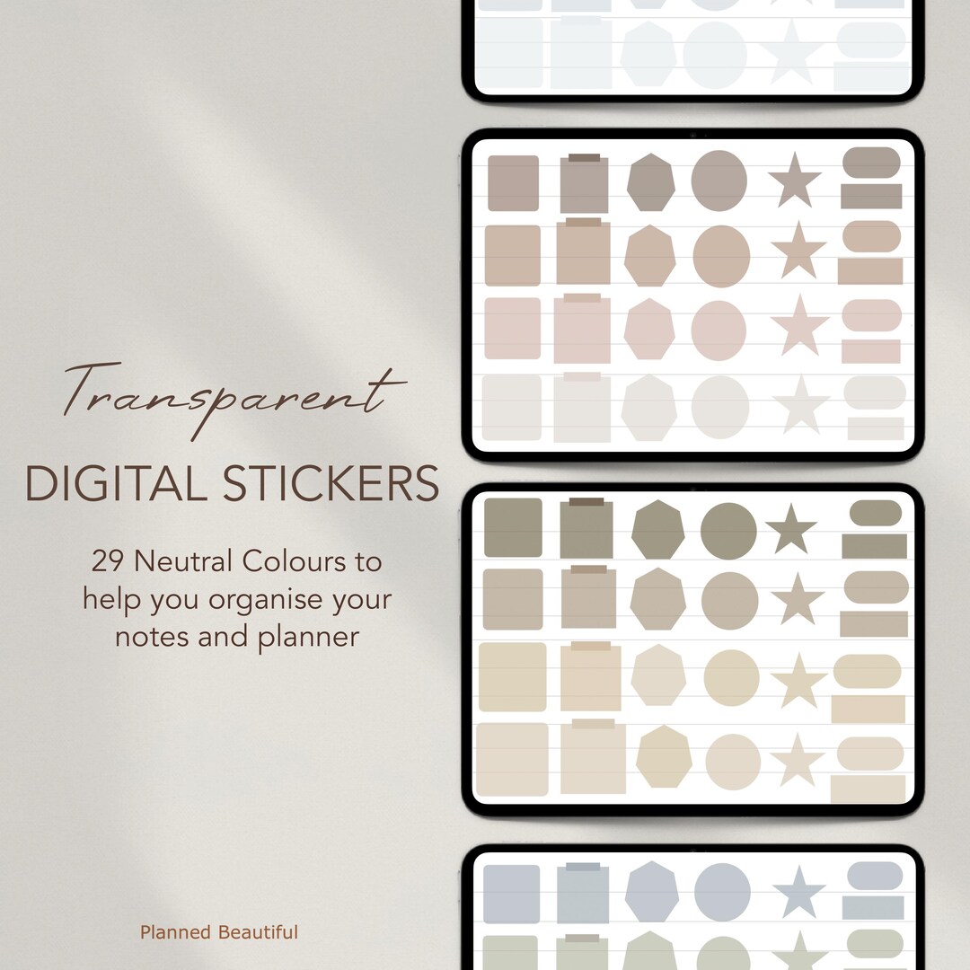 Transparent Digital Stickers for Goodnotes, Student Functional Sticker ...