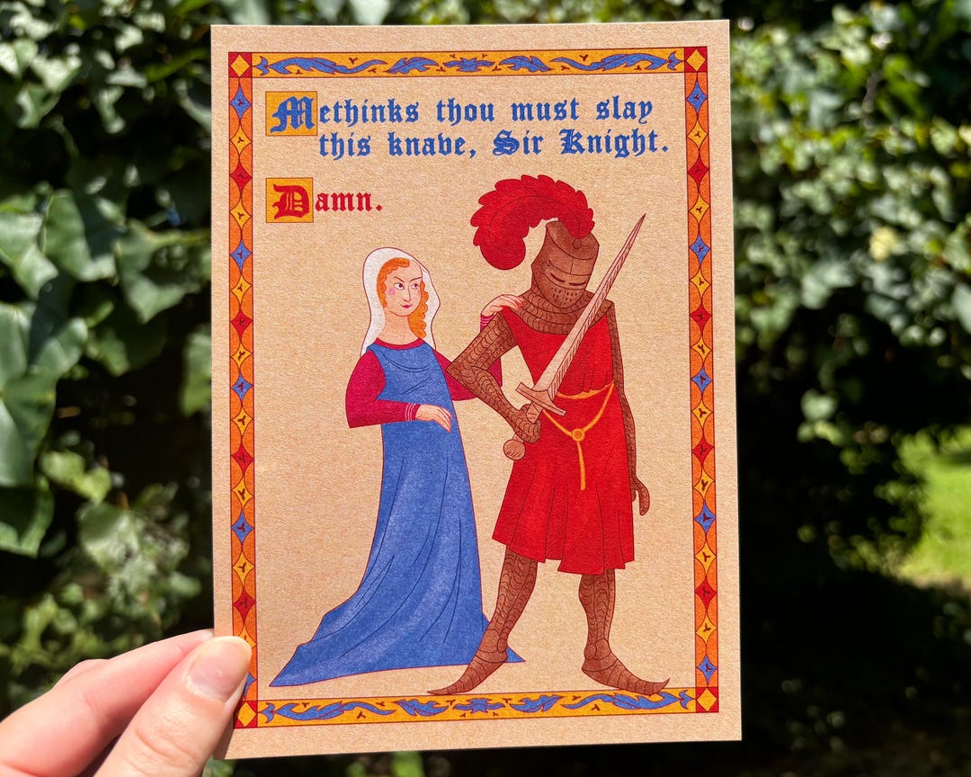 Medieval Knight and Damsel Meme - 5x7 Illustration Print - Etsy