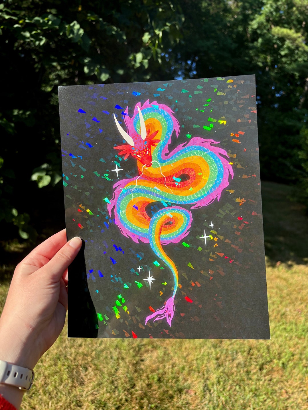 LGBTQ Pride Dragon Holographic Art Pride - Queer Fantasy Illustrated - Etsy