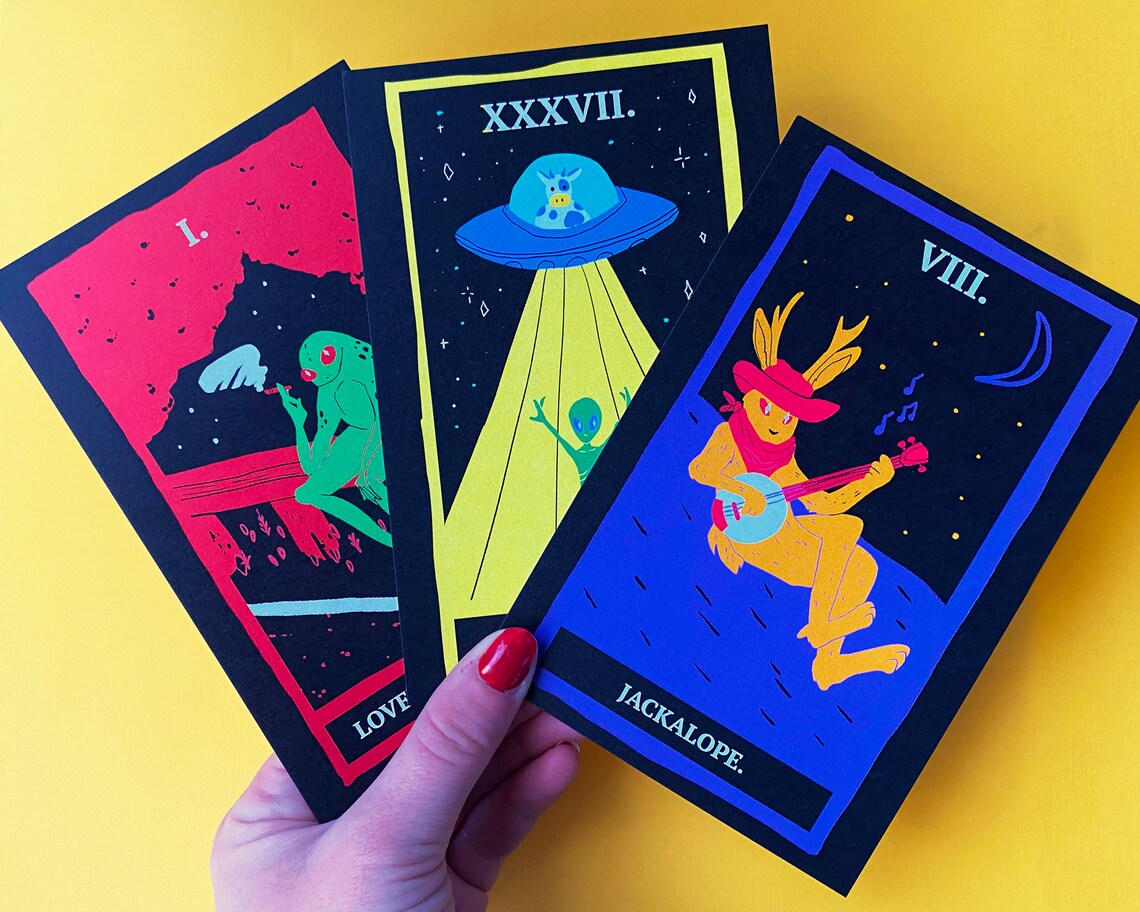 Cryptid Tarot Card Mini Print Bundle UFO Alien Jackalope - Etsy