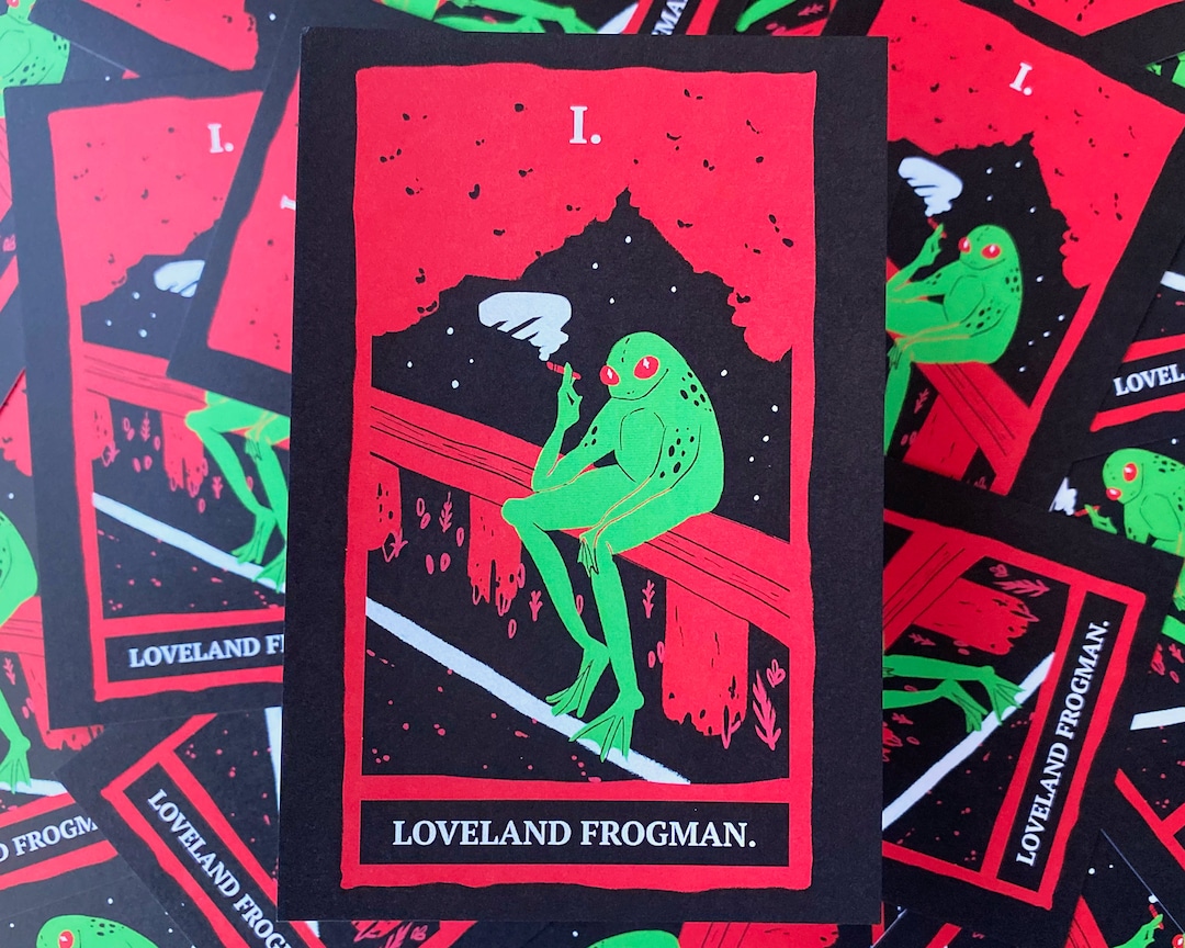 Smoking Loveland Frogman - Cryptid Tarot Card Mini Art Illustration ...