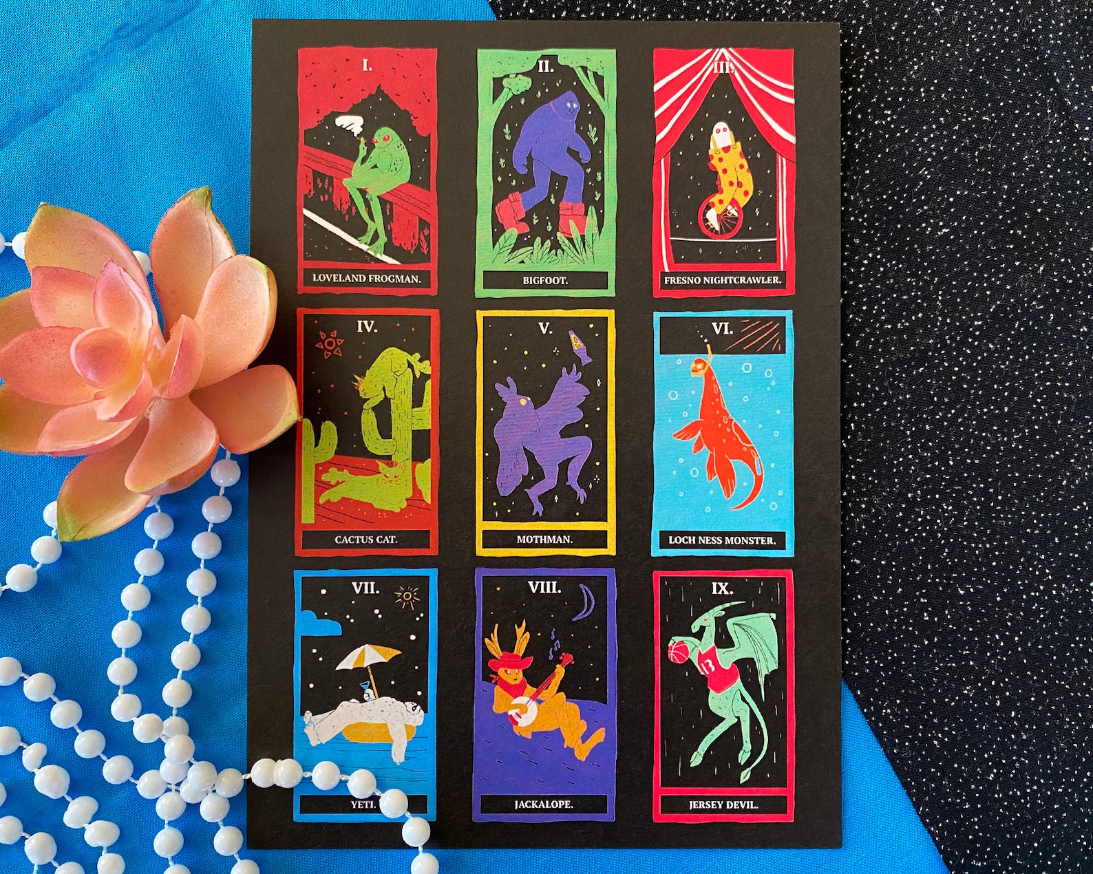 Cryptid Tarot Cards - Art Print Illustration Mothman Bigfoot Nessie - Etsy