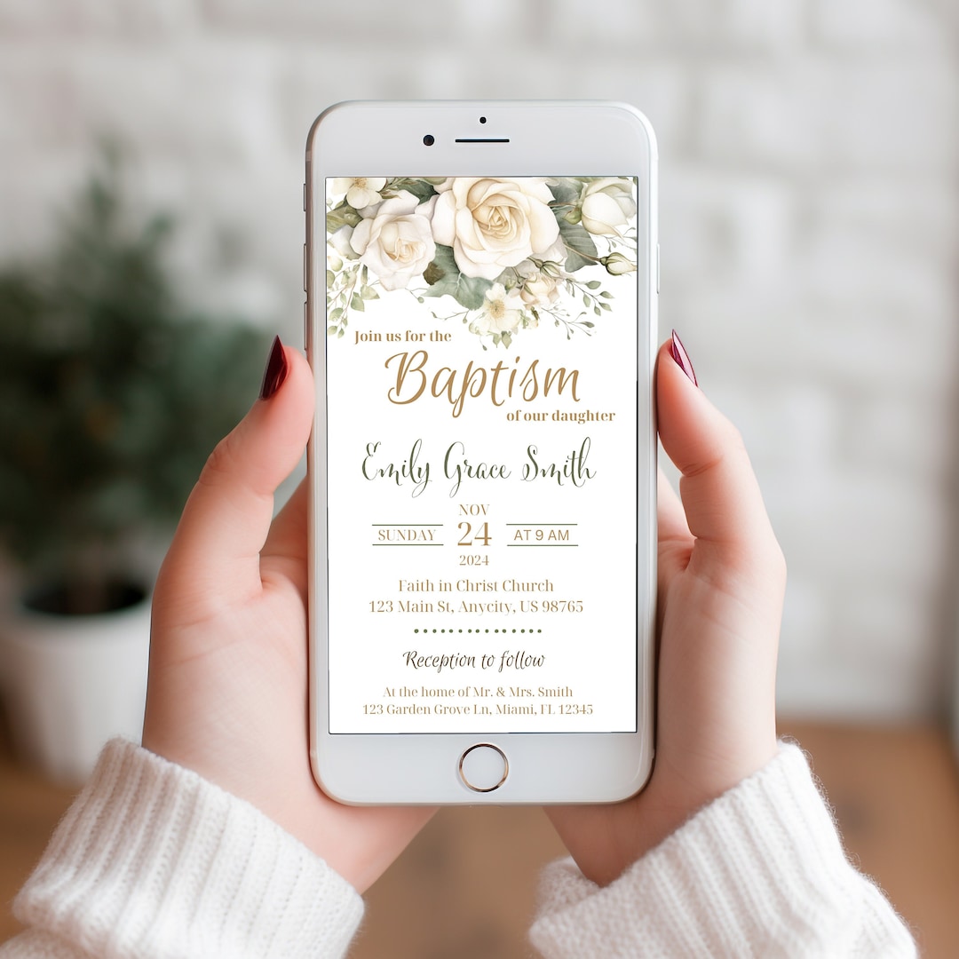Digital Baptism Invitation Evite, Text Invites, Electronic Template ...