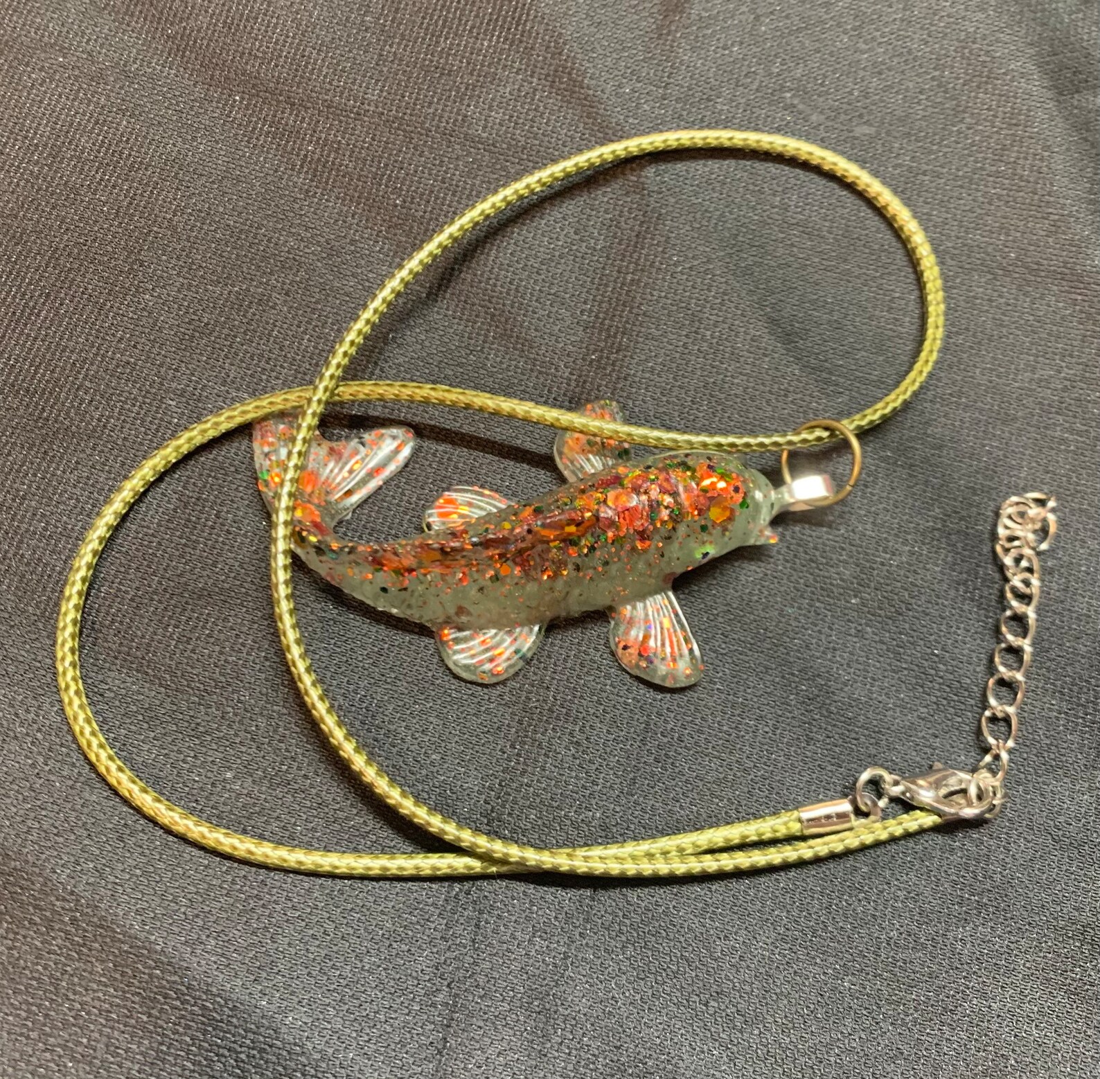 Mossy Green and Orange Lucky Koi Fish Necklace - Etsy