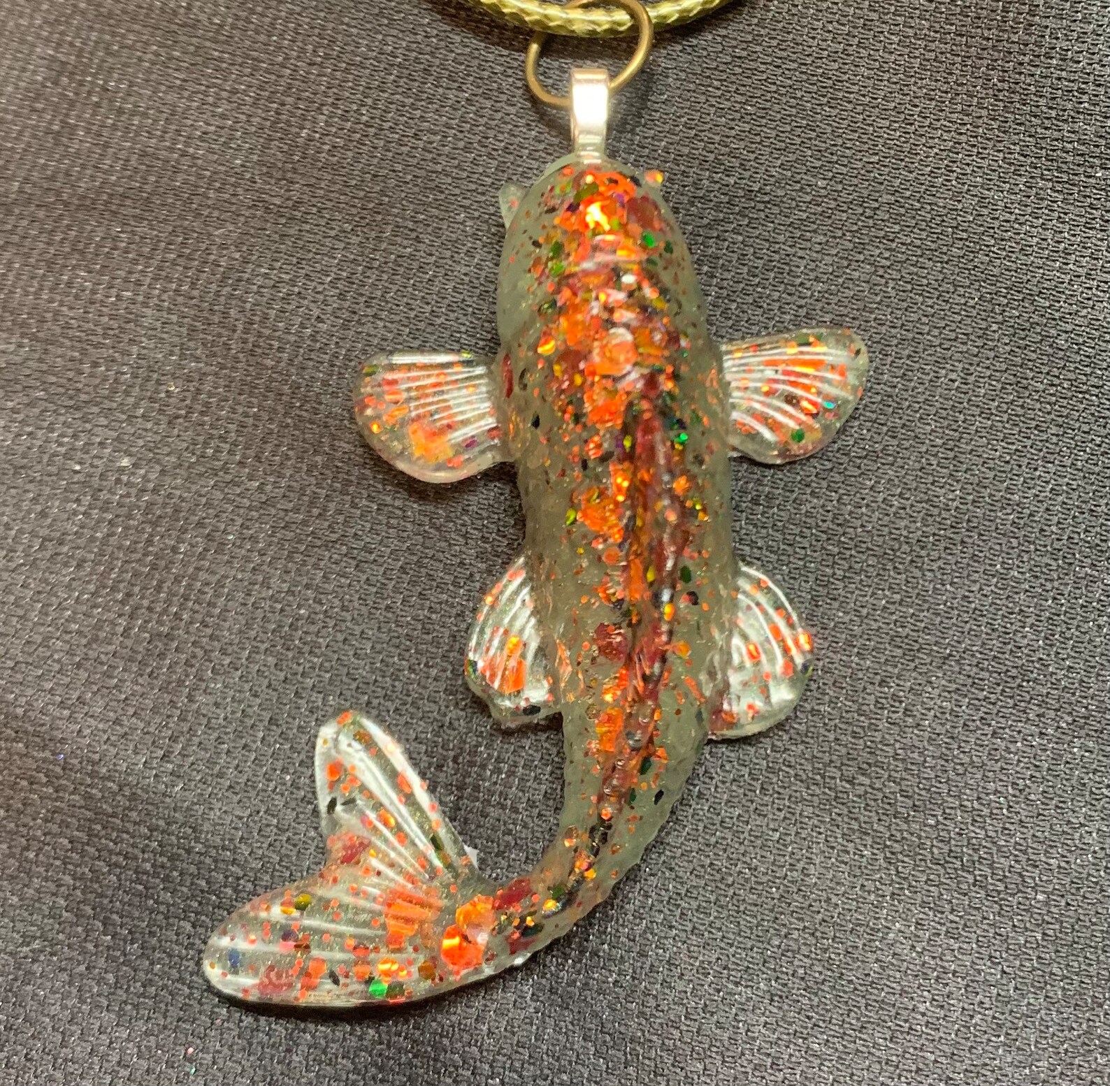 Mossy Green and Orange Lucky Koi Fish Necklace - Etsy