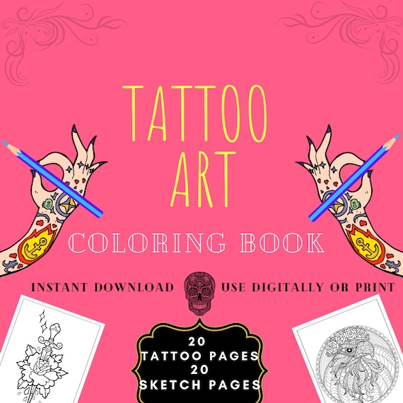 Tattoo Art Coloring Book Digital Instant Download | Etsy