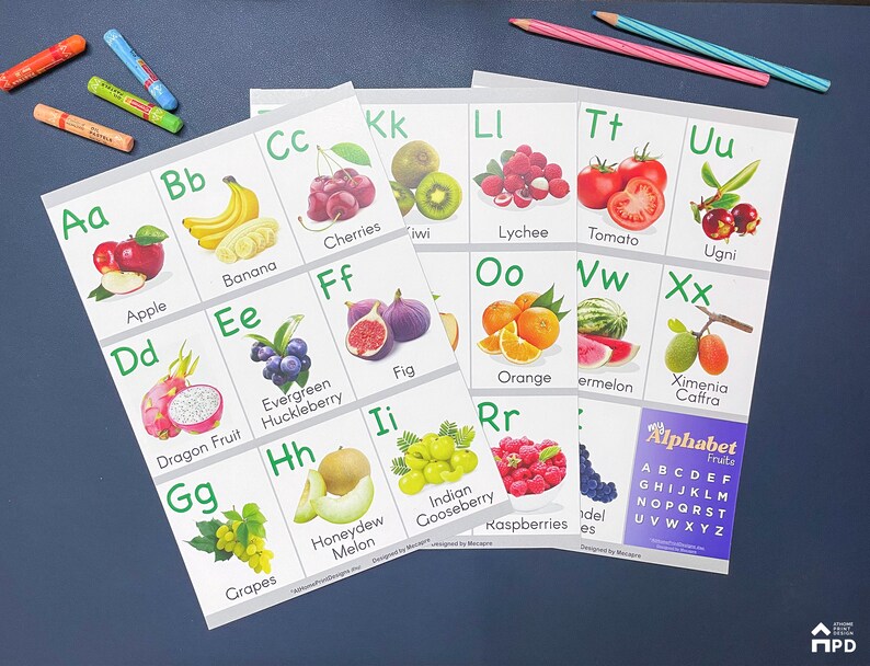 Preschool Printable Flashcards Fruits Real Pictures ABC Alphabet ...