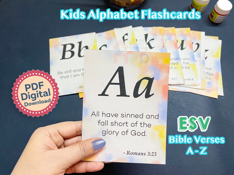 Large Printable Bible Cards ABC Verse ESV Flashcards Minimal Printable ...