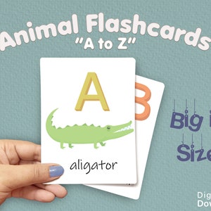 Big Preschool Printable Flashcards Animal ABC Cards Alphabet Montessori ...