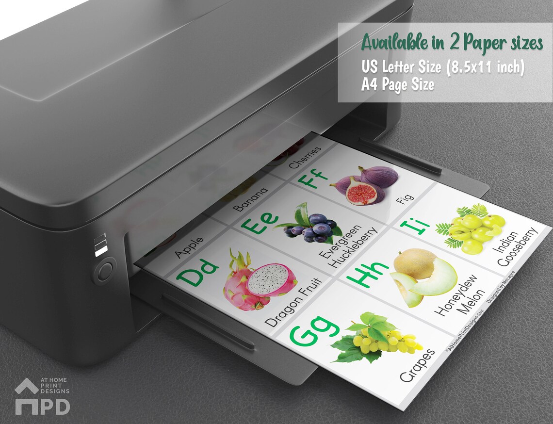 Preschool Printable Flashcards Fruits Real Pictures ABC Alphabet ...