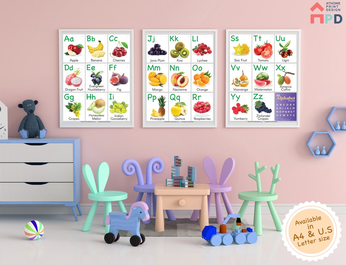 Preschool Printable Flashcards Fruits Real Pictures ABC Alphabet ...