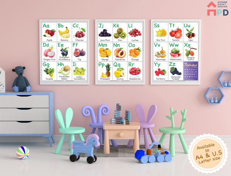 Preschool Printable Flashcards Fruits Real Pictures ABC Alphabet ...