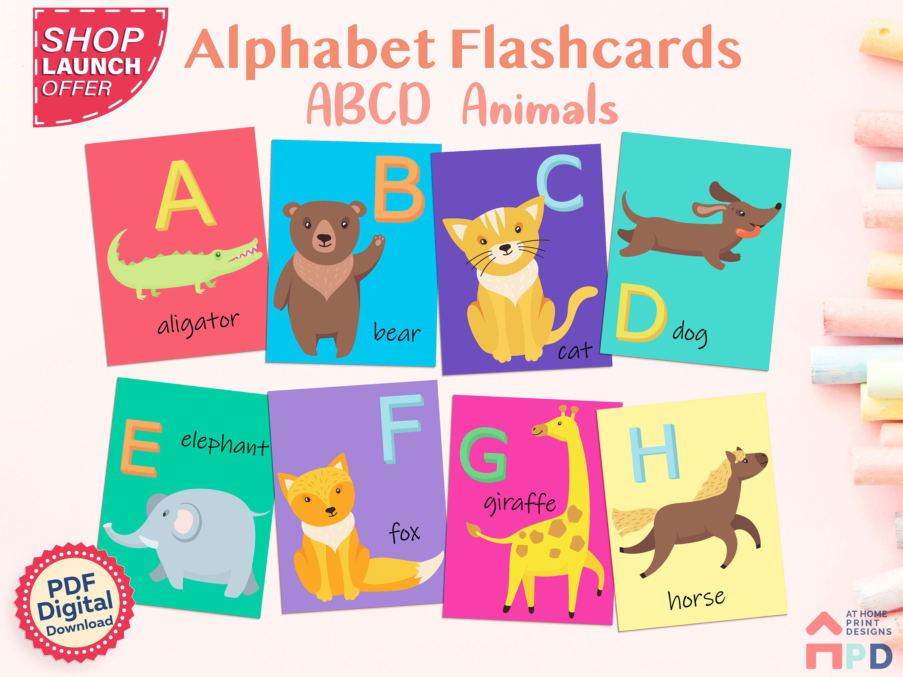 Oversized Preschool Printable Flashcards Cute Colourful ABC Animal Big ...