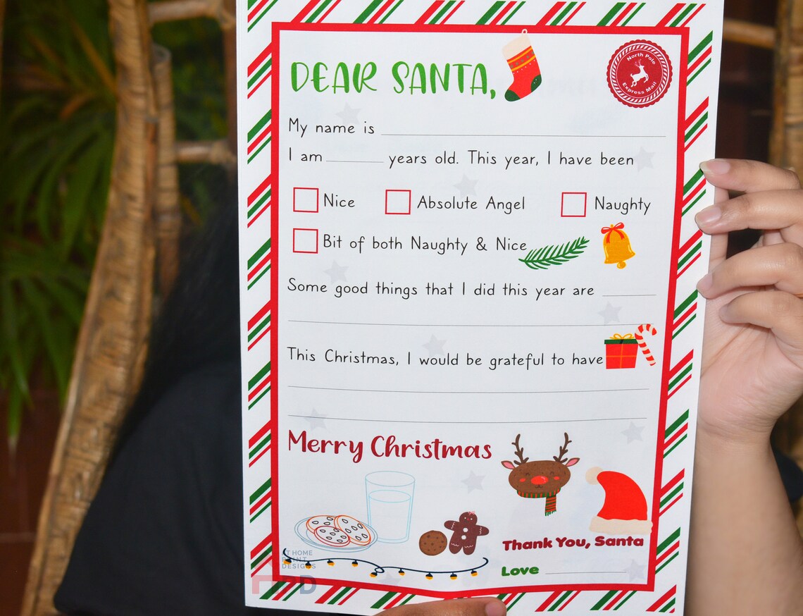 Bundle Printable Cute Dear Santa Letter Template Christmas - Etsy
