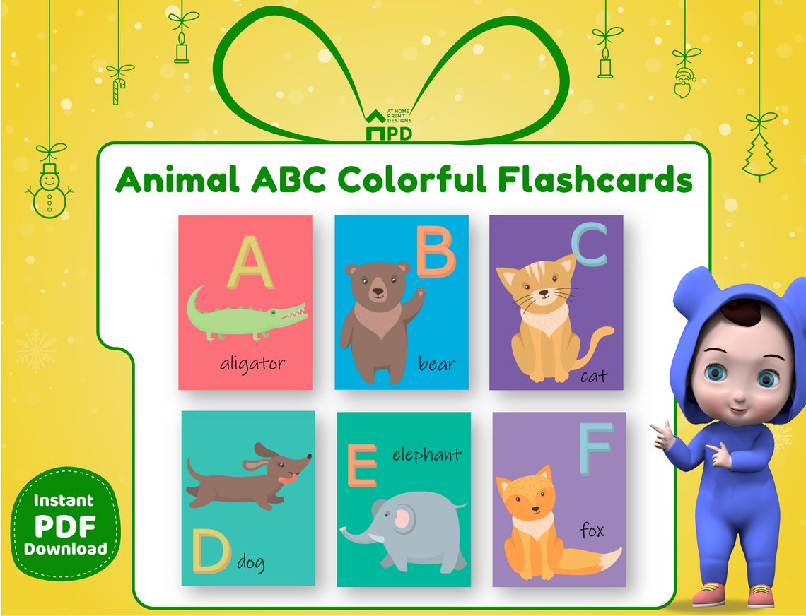 Oversized Preschool Printable Flashcards Cute Colourful ABC - Etsy