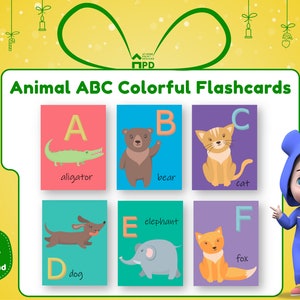 Oversized Preschool Printable Flashcards Cute Colourful ABC Animal Big ...
