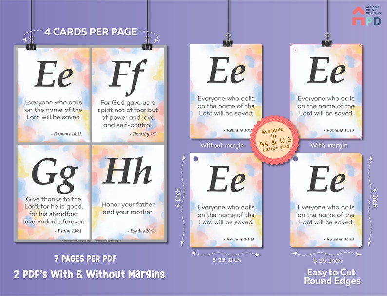 Large Printable Bible Cards ABC Verse ESV Flashcards Minimal Printable ...