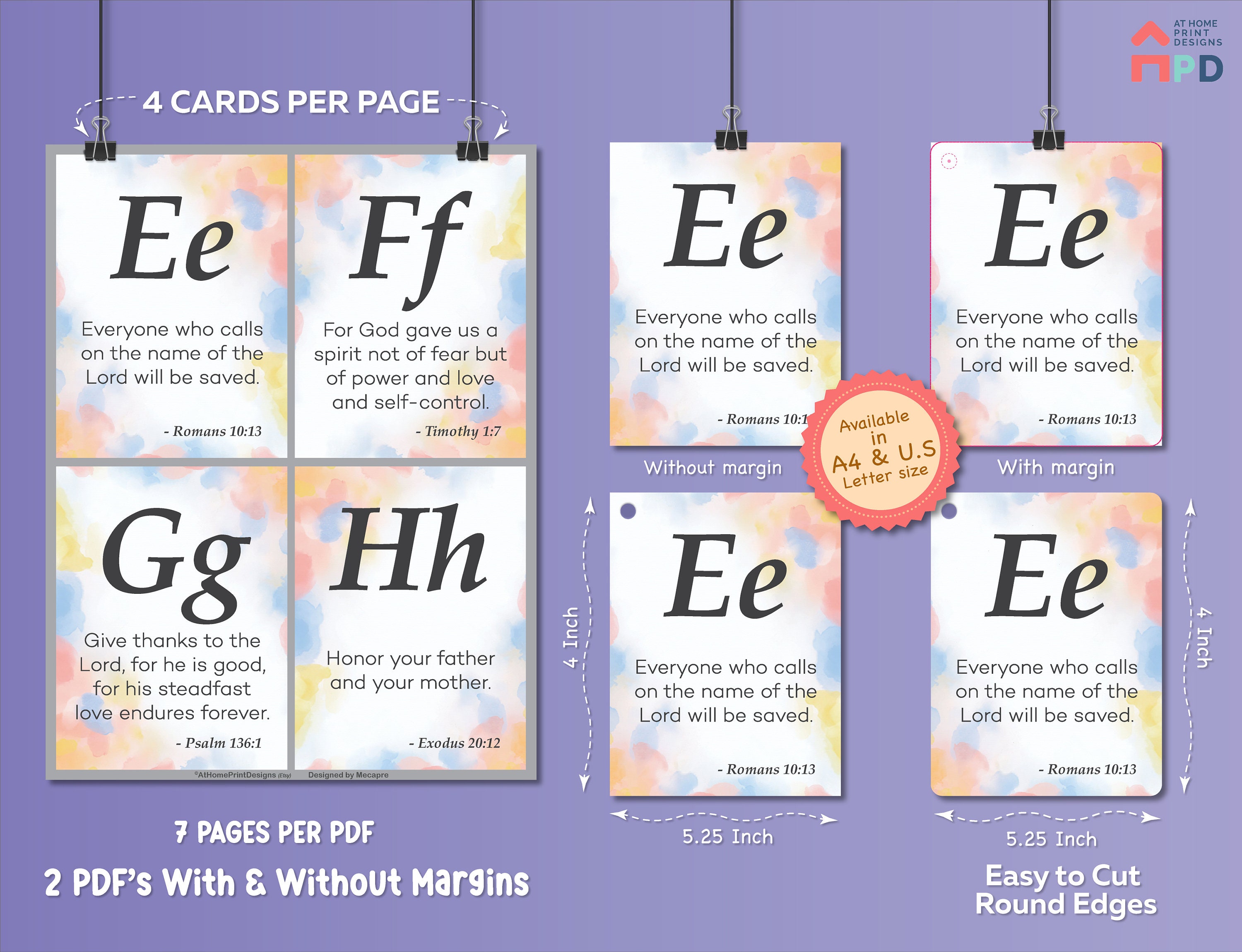 Large Printable Bible Cards ABC Verse ESV Flashcards Minimal Printable ...