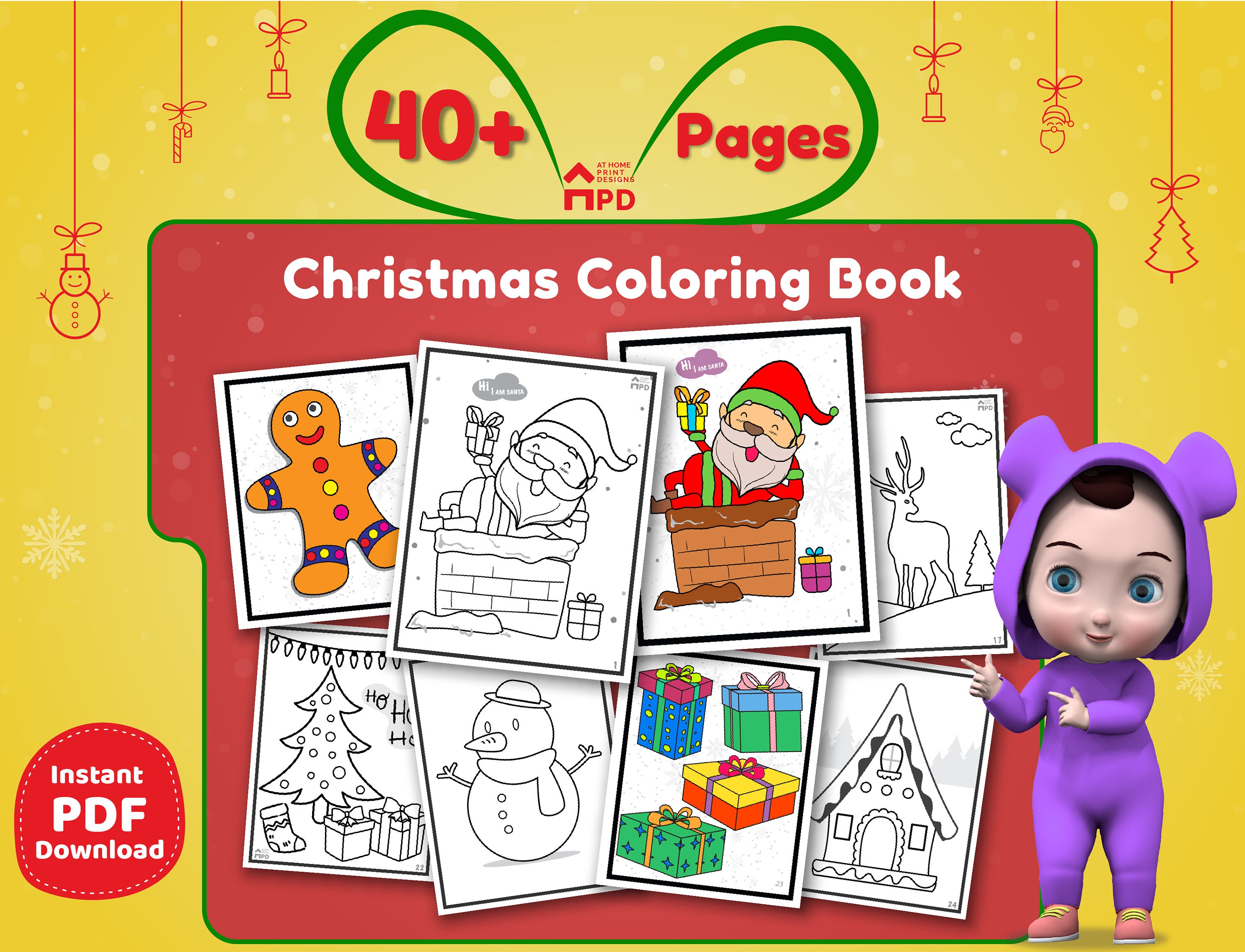 Printable Christmas Coloring Pages Cute Christmas Gift for Kids ...