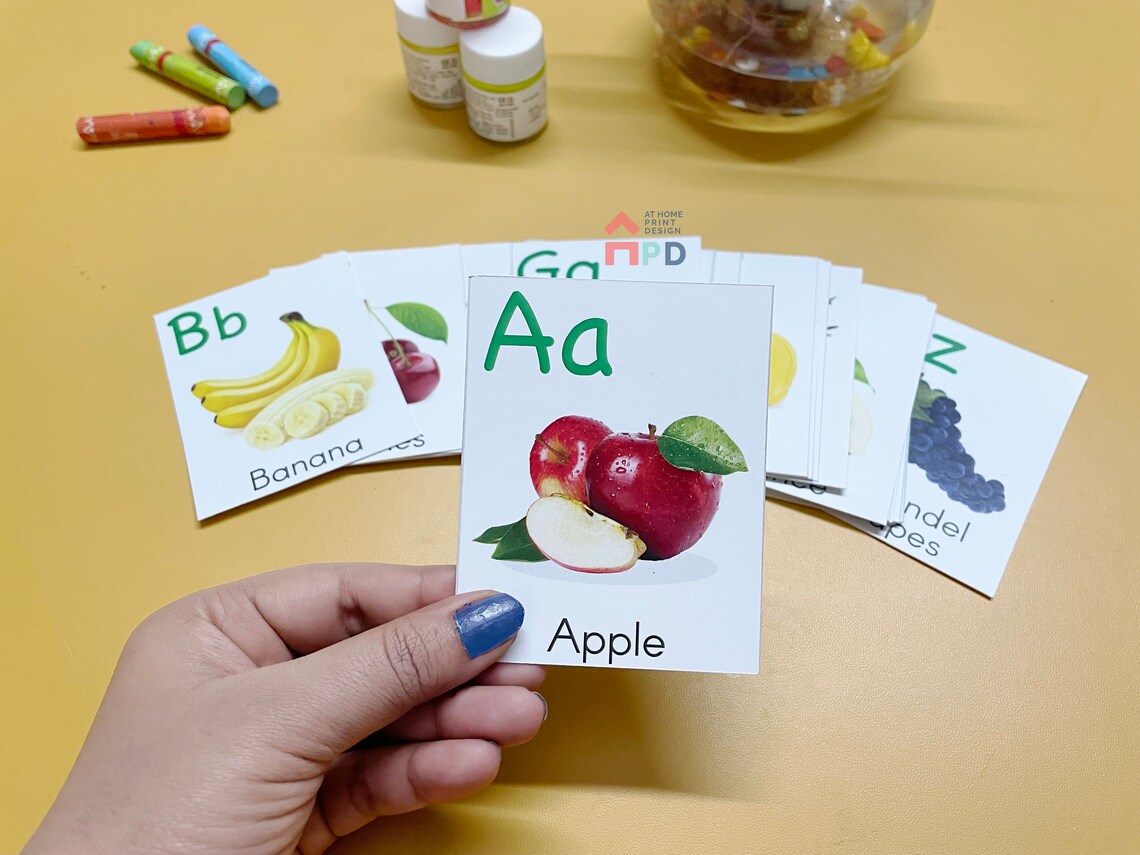 Preschool Printable Flashcards Fruits Real Pictures ABC Alphabet ...