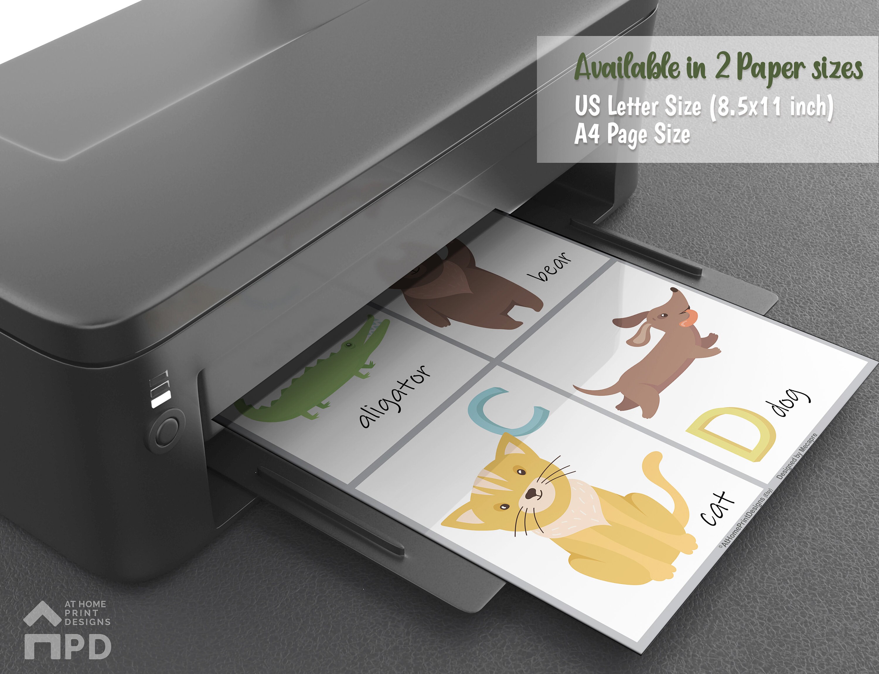 Big Preschool Printable Flashcards Animal ABC Cards Alphabet Montessori ...
