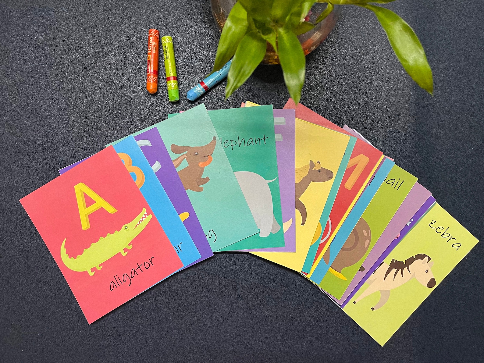 Oversized Preschool Printable Flashcards Cute Colourful ABC Animal Big ...