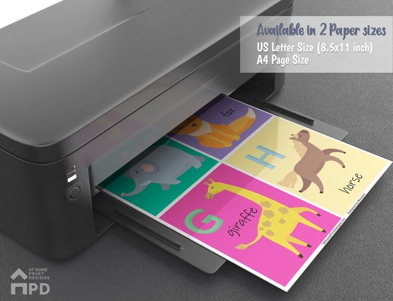 Oversized Preschool Printable Flashcards Cute Colourful ABC Animal Big ...