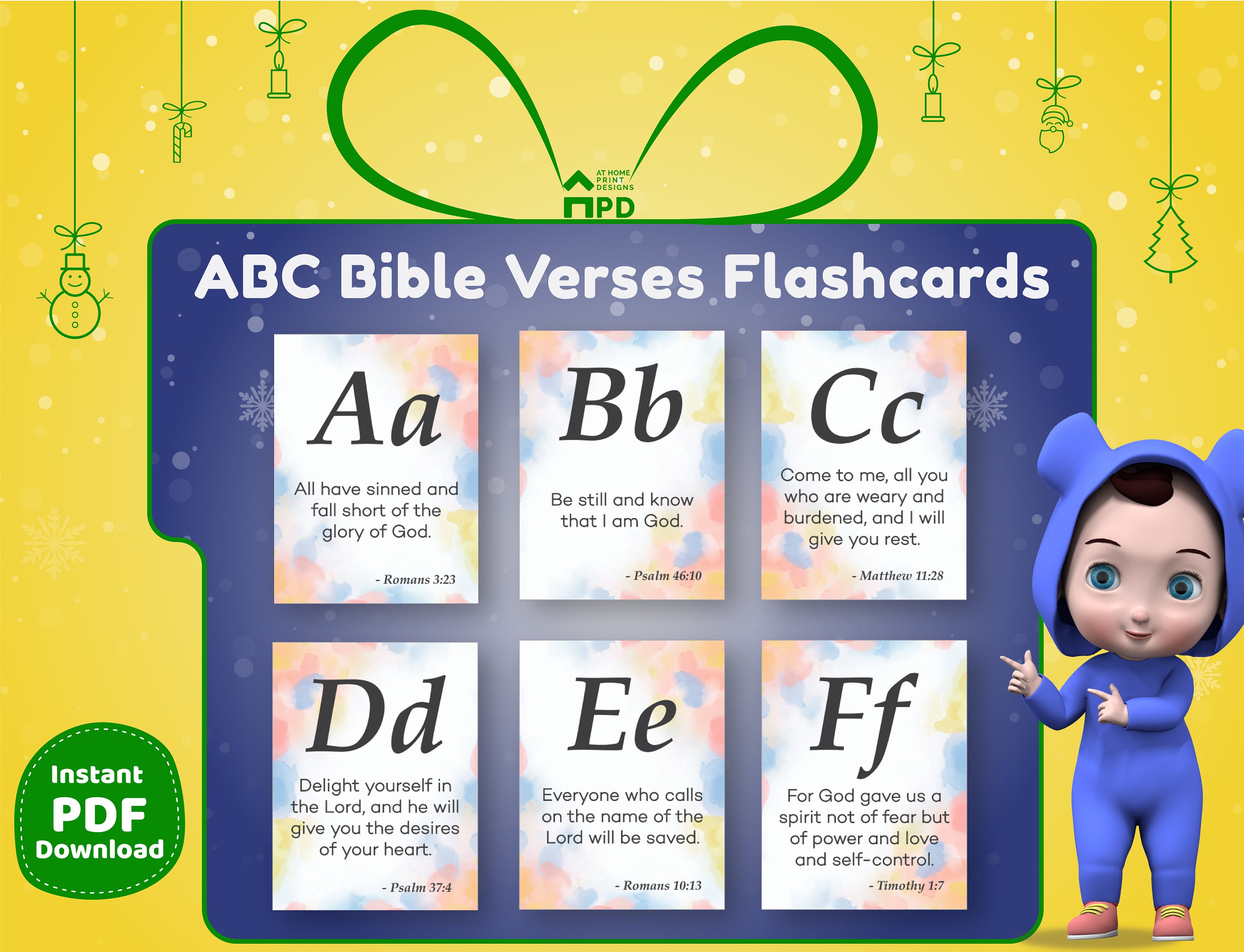 Large Printable Bible Cards ABC Verse ESV Flashcards Minimal Printable ...