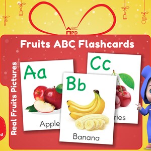 Preschool Printable Flashcards Fruits Real Pictures ABC Alphabet ...