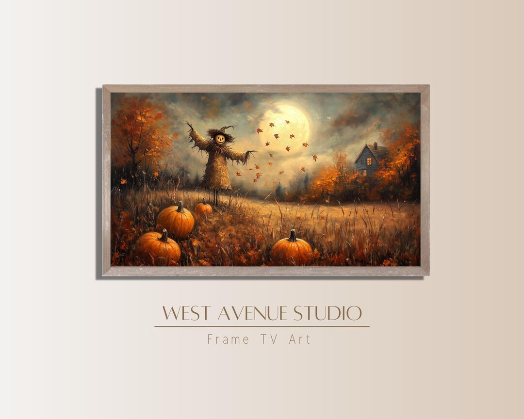 Scarecrow Halloween Frame TV Art: Farmhouse Fall Decor (digital ...