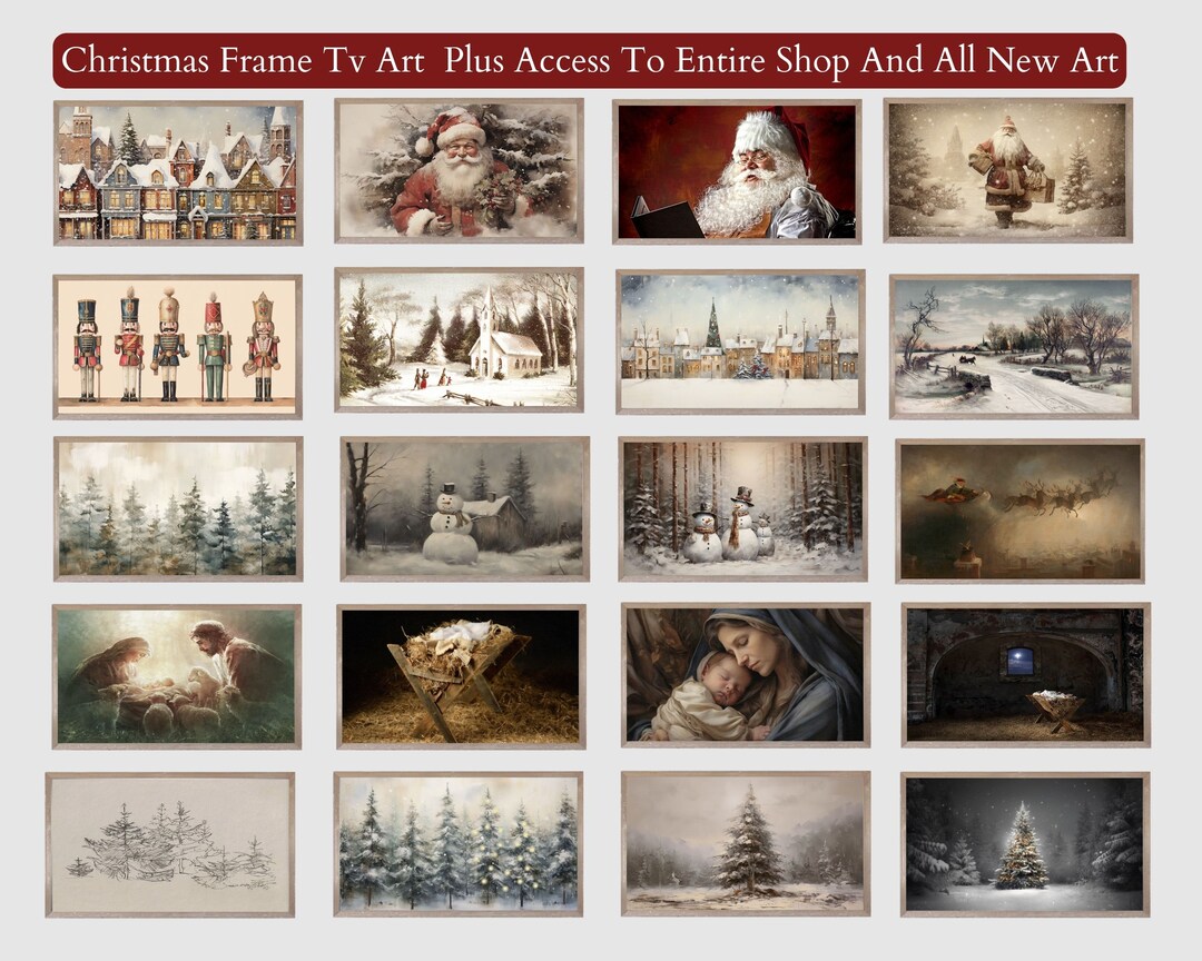 200+ Christmas Frame TV Art: Vintage Holiday Collection (digital ...