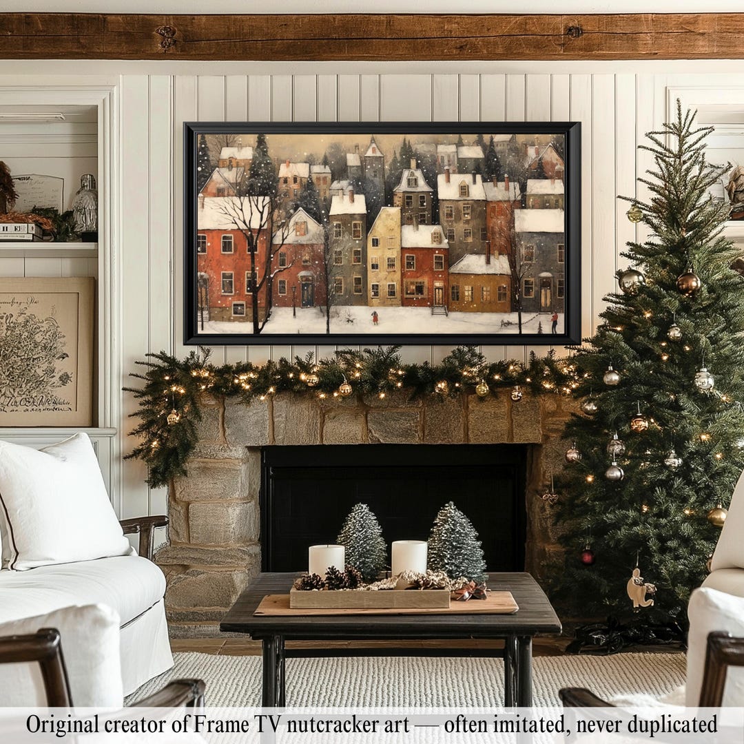 Christmas Village Frame TV Art: Holiday Home Decor (digital Download - Etsy
