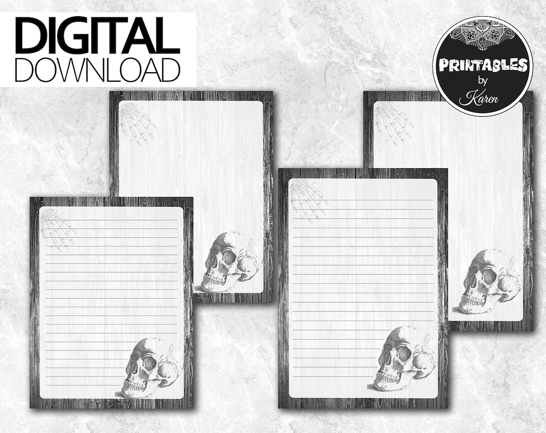 Printable Stationery Set US Letter & A4 Size PDF. Blank and Lined Paper ...