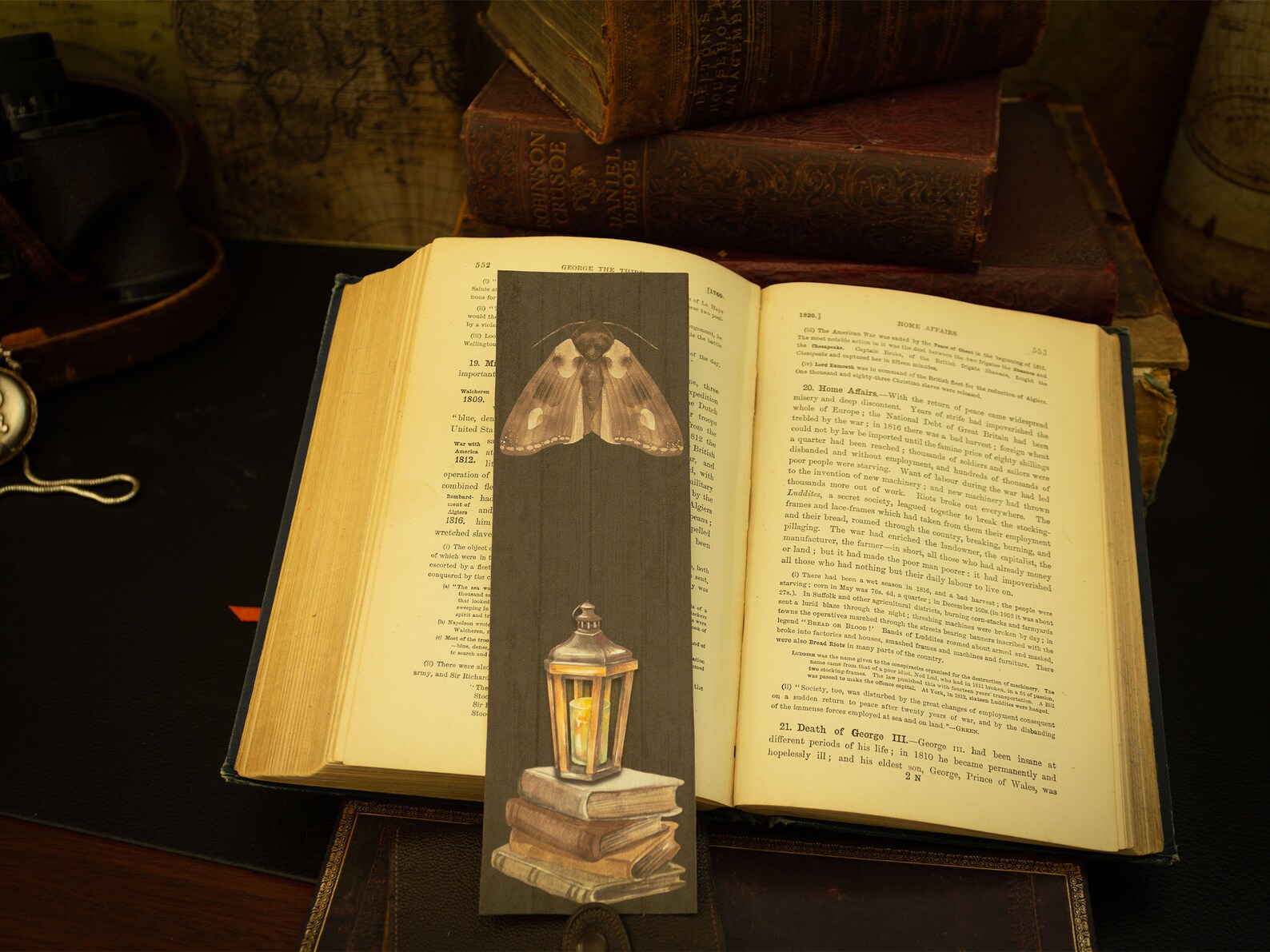 Dark Academia Printable Bookmark Set. Watercolor Moths, Candles & Books ...