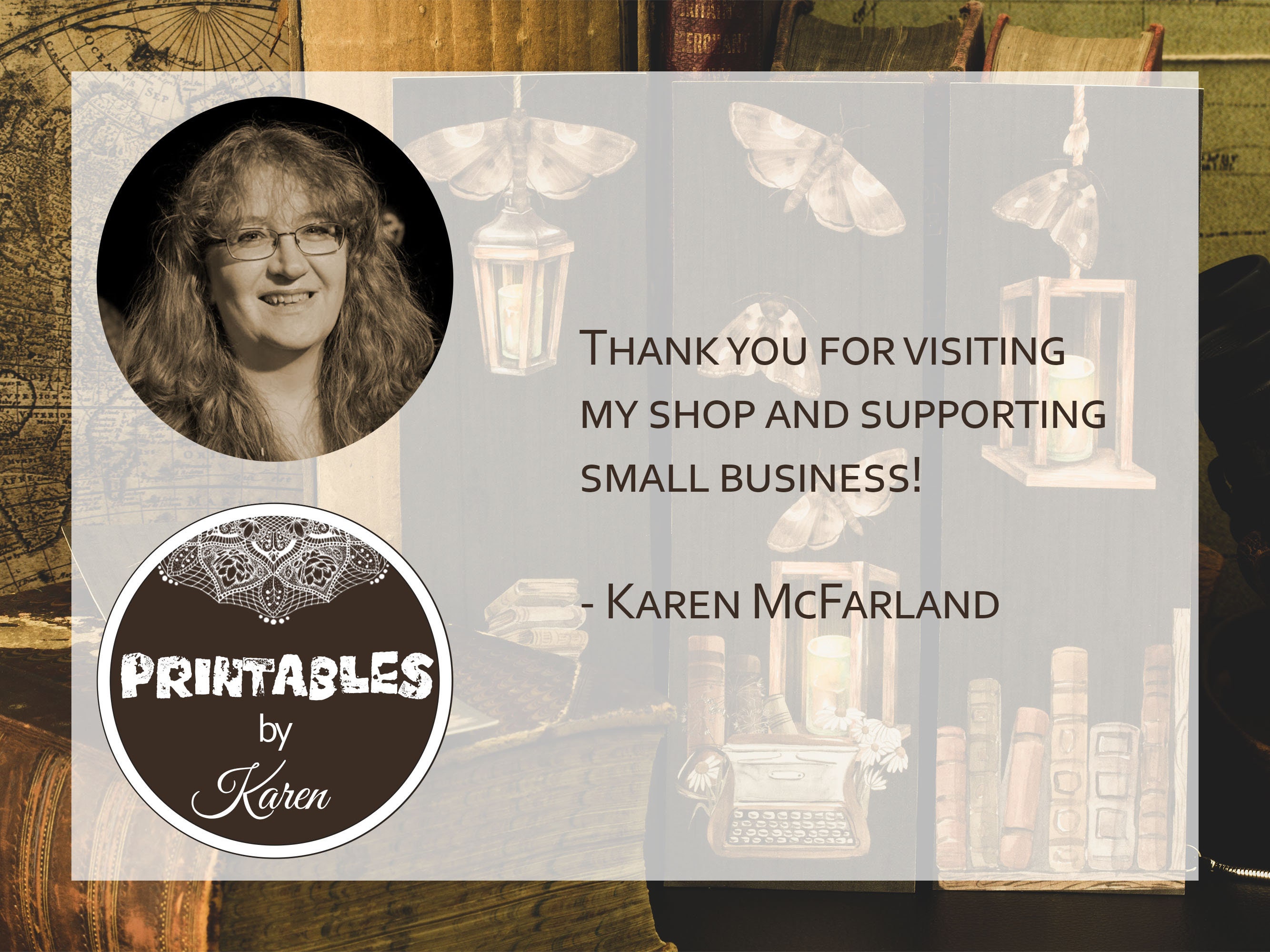 Dark Academia Printable Bookmark Set. Watercolor Moths, Candles & Books ...